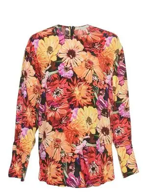 Stella McCartney Floral Print Silk Blouse - Red