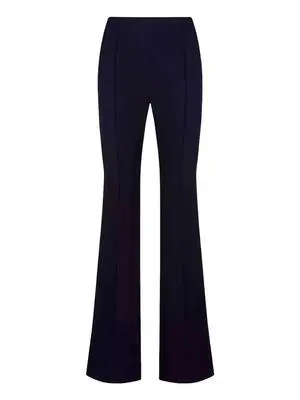 Smythe Navy Pintuck Flared Trousers - Blue
