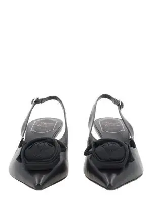 ROGER VIVIER Slingback Pumps With Floral Detail - Black