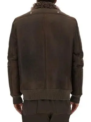 RICK OWENS RICK OWENS Hollywood Flight Jacket With Shearling Collar And Asymmetrical Zip