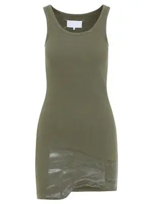 MAISON MARGIELA Ribbed Mini Dress With Paneled Detail - Green