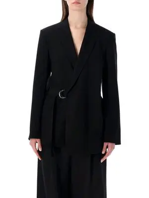 Loewe Wrap Jacket In Tailored Wool With D-ring Belt - Black