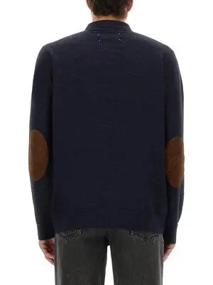 MAISON MARGIELA Buttoned Collar Wool Polo - Blue