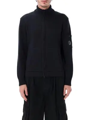 C.P. COMPANY Zip-up Ribbed Knit Sweater - Blue