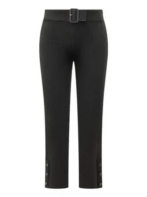 COURREGES Ribbed Trousers With Buckle Detail - Black