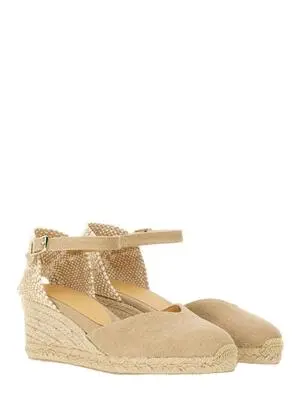 CastaÑer CASTANER Canvas Espadrille Wedge Sandals With Ankle Strap Beige
