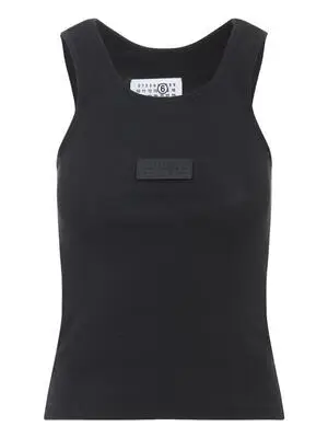 MAISON MARGIELA Ribbed Cotton Tank Top - Black