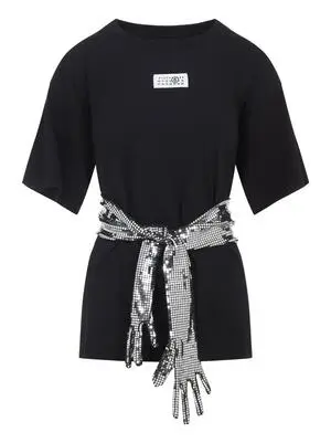 MAISON MARGIELA Cotton T-shirt With Glittering Detail - Black