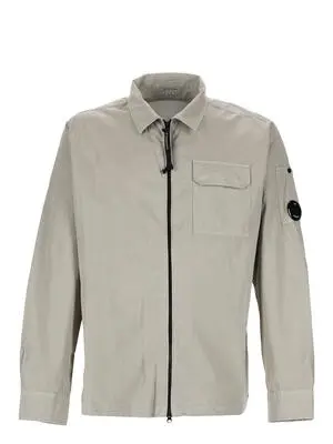C.P. COMPANY Zip-up Shirt Jacket With Lens Detail - Grey