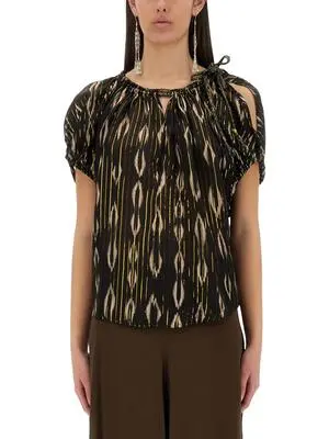 Isabel Marant Étoile Metallic Print Silk Blouse - Black