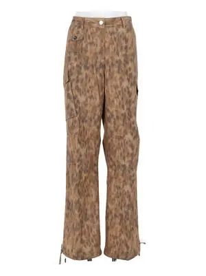 GANNI Organic Cotton Printed Wide Leg Trousers - Beige