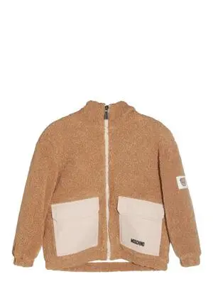 Moschino Hooded Zip-up Jacket With Logo Detail - Brown
