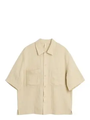 SUNFLOWER Loose-fitting Short-sleeved Shirt With Genuine Buttons - Beige