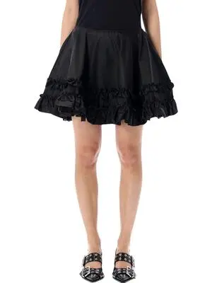 GANNI Ruffle Mini Skirt - Black
