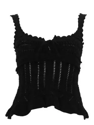 MARANT ETOILE Sleeveless Lace Embroidered Peplum Top - Black