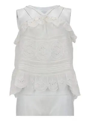 MARANT ETOILE MARANT ÉTOILE Black Cotton Knit Cropped Top With Front Tie Detail White