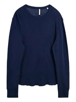 SUNFLOWER Wool T-shirt With Raw Hem And Tails - Blue