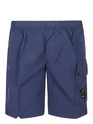 C.P. COMPANY Cargo Shorts With Drawstring Waist And Lens Detail - Blue