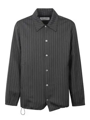 Dries Van Noten Striped Collared Jacket - D.green