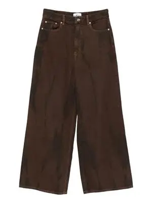 GANNI GANNI Wide-Leg High-Rise Jeans With Contrast Hem Brown