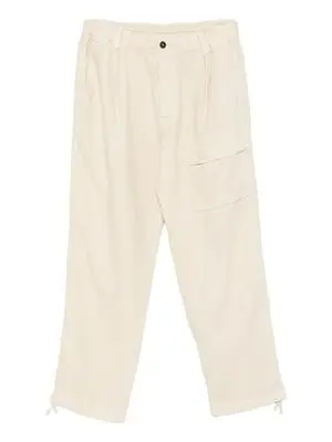 C.P. COMPANY Linen Cargo Pants With Drawstring Waist - Beige