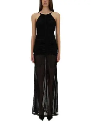DIESEL® DIESEL Maxi Dress With Ruching And Sheer Skirt