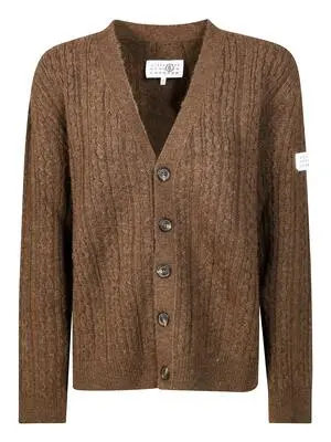 MAISON MARGIELA MM6 Sneck V Cardigan With Top Paint Logo