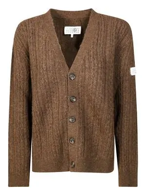 MAISON MARGIELA Mm6 Sneck V Cardigan With Top Paint Logo