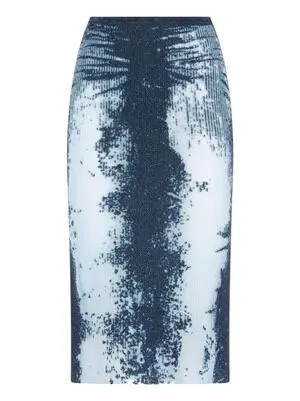 DIESEL® Midi Skirt In Devoré Metallic Knit - Blue
