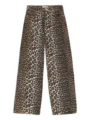 GANNI High-waisted Straight-leg Jeans With Animal Print - Brown