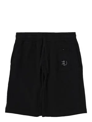 C.P. COMPANY Cotton Drawstring Sweat Shorts With Signature Lens Detail - Black