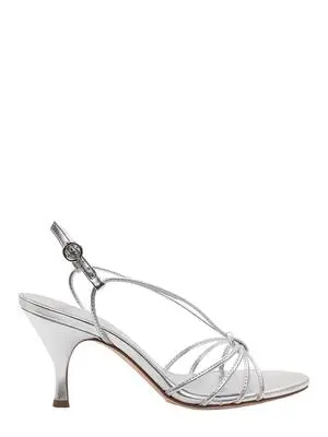 AeydĒ AEYDE Silver Metallic Strappy High Heel Sandals Silver