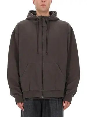 MAISON MARGIELA Zipped Drawstring Hoodie - Brown
