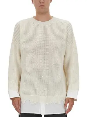 MAISON MARGIELA Ribbed Knit Sweater With Layered Effect - Ivory