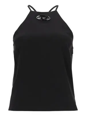 DIESEL® D-elma Halter Neck T-shirt With Logo Detail - Black