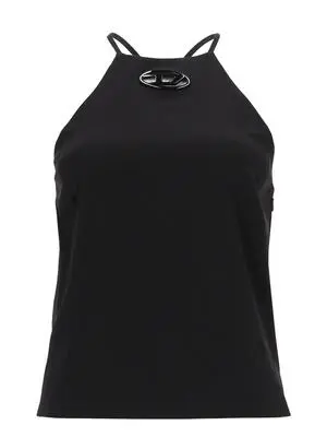 DIESEL® D-elma Halter Neck T-shirt With Logo Detail - Black