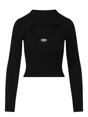DIESEL® Ribbed Cutout Long Sleeve Top - Black
