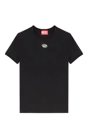 DIESEL® Slim Fit Crewneck T-shirt With Oval Logo Detail - Nero