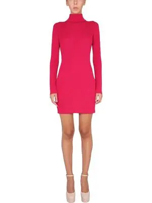 Dsquared2 Ribbed Turtleneck Mini Dress - Fuchsia