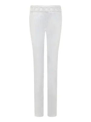 Dsquared2 Tailored Cotton-blend Trousers With Embellished Waistband - White