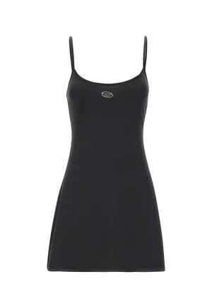 DIESEL® A-line Dress With Spaghetti Straps And Oval D Logo Detail - Nero