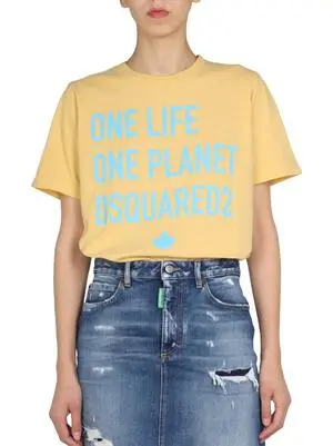 Dsquared2 One Life One Planet" Logo T-shirt - Yellow