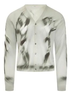 Versace V-neck Cardigan With Decorative Buttons - Grey