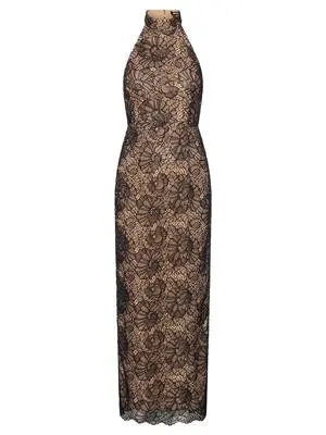 ROTATE BY BIRGER CHRISTENSEN Sleeveless Lace Halterneck Maxi Dress - Nero