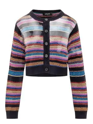 Dsquared2 DSQUARED2 Multicolor Striped Metallic Cardigan 961
