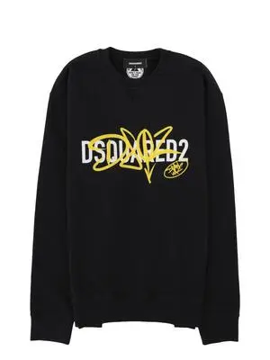 Dsquared2 Graphic Cotton Crewneck Sweatshirt - Black