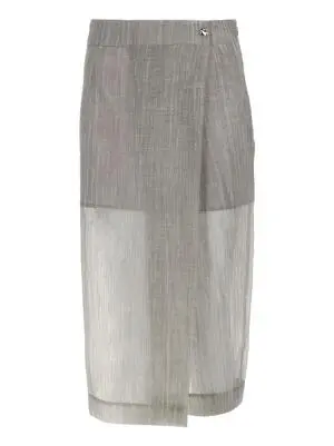 THE GARMENT Delfi Button Wrap Midi Skirt - Grey