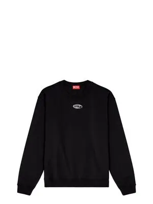 DIESEL® Ribbed Cotton Sweatshirt With Silver Logo - Nero