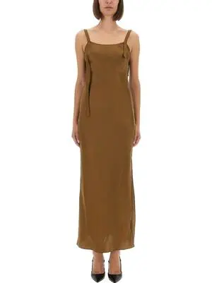 THE GARMENT Tie-strap Silk Maxi Dress - Bronze