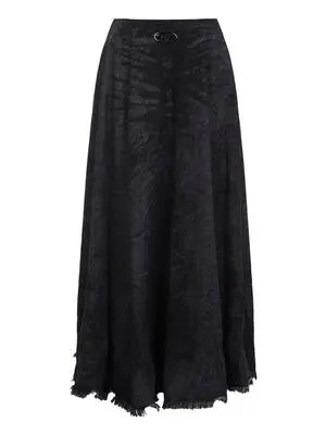 DIESEL® Midi Skirt With Raw Edge Hem - Black